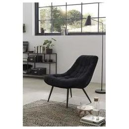 Relaxsessel Salesfever Sessel Gr. Samt-Polyester, B/H/T: 76cm x 85cm x 85,6cm, schwarz (schwarz/schwarz) mit XXL-Steppung, schwarzen oder naturfarbenen Beinen