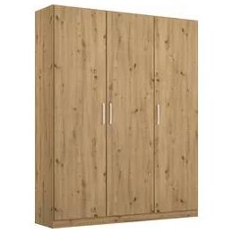 Drehtürenschrank Rauch "Kleiderschrank Schrank Garderobe Wäscheschrank COSMO" Schränke Gr. B/H/T: 136 cm x 197 cm x 54 cm, Ohne Spiegel, braun (eiche artisan) mit zusätzlichen Einlegeböden, Metallgriffe in Weiß MADE IN GERMANY