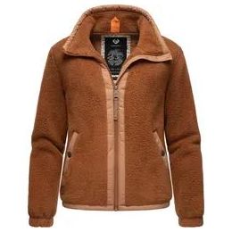 Sweatjacke Ragwear "Nordicka" Gr. XXXL (46), braun Damen Sweatjacken Sportliche Kapuzenjacke mit Kunstleder-Elementen