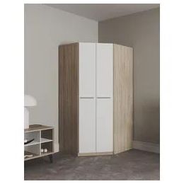 Eckkleiderschrank Priess "Barcelona Kleiderschrank Ecklösung Raumwunder" Schränke Gr. B/H/T: 95cm x 193cm x 95cm, Tiefe Seitenteil 54cm, ohne Beleuchtung, weiß (struktureichefarben hell/weiß) in 2 Tiefen Schrank Eckschrank Garderobe