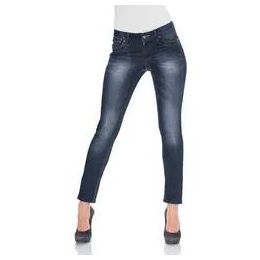 Röhrenjeans Heine Gr. 24, Kurzgrößen, blau (blau denim) Damen Jeans