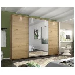 Schwebetürenschrank Rauch "Kleiderschrank Schrank Garderobe Wäscheschrank TOMA mit Passepartout" Schränke Gr. B/H/T: 323 cm x 233 cm x 64 cm, Passepartout mit Beleuchtung, braun (eiche artisan) inkl. Regaleinsatz sowie zusätzlichen Einlegeböden MADE IN GERMANY