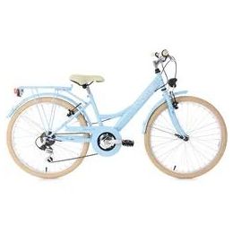 KS-Cycling Jugendfahrrad KS CYCLING "Toscana" Fahrräder Gr. 36cm, 24 Zoll (60,96cm), blau (hellblau + hellblau) Kinder für Damen, Kettenschaltung