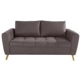 2,5-Sitzer Home Affaire "Blackburn II" Sofas Gr. B/H/T: 181cm x 90cm x 92cm, Luxus-Microfaser in Lederoptik, grau (rock) Mit Kaltschaumpolsterung bis 140 kg belastbar