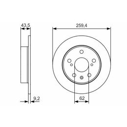 Bosch Bremsscheibe hinten rechts links voll 259mm für SUZUKI 55611-70L00 55611-61M00 55611-61M20 0 986 479 C44