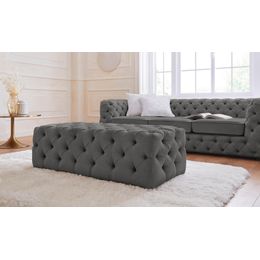 Guido Maria Kretschmer Home & Living Polsterhocker GUIDO MARIA KRETSCHMER HOME & LIVING "Kalina" Hocker Gr. B/H/T: 120cm x 42cm x 55cm, Struktur, grau (anthrazit) mit klassischer Chesterfield-Knopfheftung