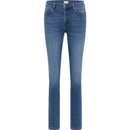 Slim-fit-Jeans Mustang "Crosby Relaxed Slim" Gr. 31, Länge 34, blau (702 mittelblau) Damen Jeans 5-Pocket-Jeans