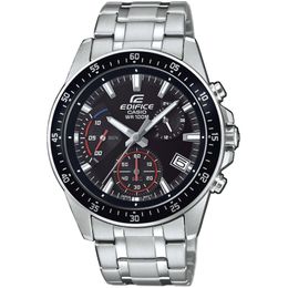 Chronograph CASIO EDIFICE Armbanduhren silberfarben Herren Quarzuhr, Armbanduhr, Herrenuhr, Stoppfunktion, bis 10 bar wasserdicht