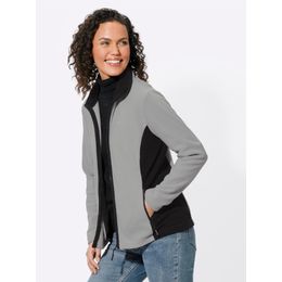 Fleecejacke Casual Looks, Damen, Gr. 44, grau (steingrau, meliert), 100% Polyester, unifarben, Langarm, Jacken