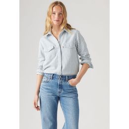 Levi's Jeansbluse LEVI'S "ICONIC WESTERN" Gr. XS (34), blau (marinas), Damen, Web, Obermaterial: 100% Baumwolle, gestreift, Blusen, mit Streifenmuster