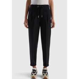 Jogger Pants United Colors Of Benetton Gr. XL (42), N-Gr, schwarz, Damen, Web, Obermaterial: 66% Viskose, 30% Nylon, 4% Elasthan, unifarben, Hosen, mit Kordelzug und Gürtelschlaufen