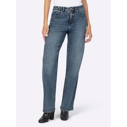 Bequeme Jeans Heine Gr. 44, Normalgrößen, blau (blue-bleached) Damen Jeans