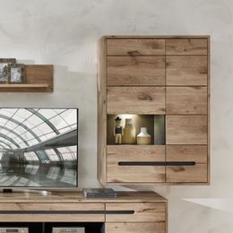 Vitrine Innostyle, B:90cm H:126cm T:38cm, braun, Dekorfolie, MDF, Spanplatte, Wohnzimmer, Schränke, "BELLANO", Viking Oak Nature