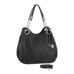 Bruno Banani Damen Henkeltasche, schwarz, Lederimitat, Taschen, mit Schmuckanhänger und silberfarbenen Details