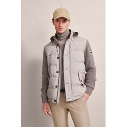 Bugatti Herren Strickjacke, beige, Gr. M, unifarben, Strick, 70% Polyacryl, 30% Wolle, Strickjacken, mit Stehkragen und Kapuze