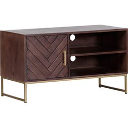 Lowboard GUTMANN FACTORY, B:90cm H:50cm T:42cm, braun, Massivholz, Sideboards, "Fishbone", Kommode, Breite 90 cm