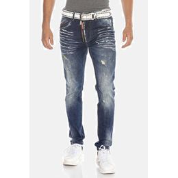 Cipo & Baxx CIPO & BAXX Herren 5-Pocket-Jeans "Jeans", blau, Basic, Gr. 34, unifarben, 98% Baumwolle, 2% Elasthan, Jeans, mit trendigen Used-Elementen, CD658
