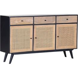 Sideboard GUTMANN FACTORY, B:155cm H:90cm T:42cm, schwarz, Massivholz, Wohnzimmer, Sideboards, "Linus", Kommode, Breite 155 cm