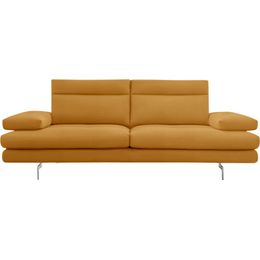 3-Sitzer Calia italia, B:208cm H:90cm T:113cm, orange, Leder BULL (100% Leder), Sofas, "Toby Wing, Designsofa mit hohem Sitzkomfort, bequem und