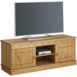 TV-Board Home Affaire, B:120cm H:45cm T:40cm, beige, Massivholz, Sideboards, "Indra", wahlweise in 2 Breiten, Fernsehtisch