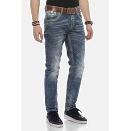 Cipo & Baxx CIPO & BAXX Herren Straight-Jeans "DENIM", blau, Gr. 36, unifarben, 80% Baumwolle, 19% Polyester, 1% Elasthan, Jeans, bequeme Jeans mit auff&auml;lligen