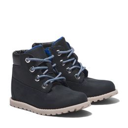 Timberland Mädchen Schnürboots "POKEY PINE MID LACE UP WITH ZIP BOOT", Gr. 23, blau, Leder, Schuhe, Winterstiefel, Schnürstiefel, Winterschuhe