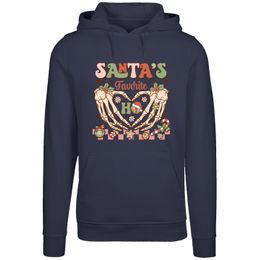 F4NT4STIC Damen Kapuzenpullover "Santas favorite Ho Ho Ho Christmas", blau, Gr. M, Obermaterial: 65% Baumwolle, 35% Polyester, Pullover, Premium