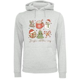 F4NT4STIC Damen Kapuzenpullover "Jingle All The Way Christmas Groove", grau, Gr. XL, Obermaterial: 65% Baumwolle, 35% Polyester, Pullover, Premium