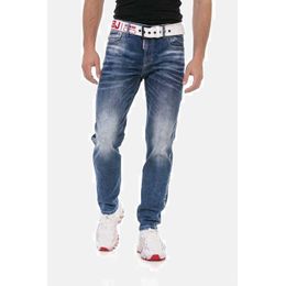 Cipo & Baxx CIPO & BAXX Herren 5-Pocket-Jeans "Jeans", blau, Basic, Gr. 42, unifarben, 98% Baumwolle;2% Elasthan, Jeans, mit tollen Stickereien, CD717