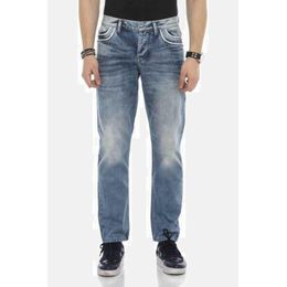 Cipo & Baxx CIPO & BAXX Herren Regular-fit-Jeans "DENIM", blau, Gr. 30, unifarben, 100% Baumwolle, Jeans, bequeme Jeans im Regular Fit-Schnitt, CD594