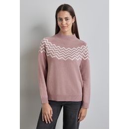 Street One Damen Strickpullover, pink, Gr. 34, gemustert, Web, 37% Baumwolle, 34% Polyacryl, 26% Polyester, 3% Elasthan, Pullover, mit grafischem