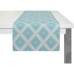 Tischl&auml;ufer Adam, B:50cm L:150cm, blau, Bio-Baumwolle, Tischdecken, "Maroccan Shiraz"
