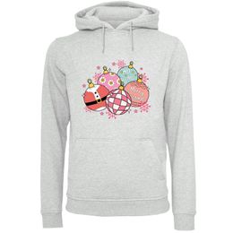 F4NT4STIC Damen Kapuzenpullover "Pink Cute Christmas Tree Balls", grau, Gr. S, Obermaterial: 65% Baumwolle, 35% Polyester, Pullover, Premium Qualit&auml;t