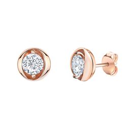 ZEEme Damen Paar Ohrstecker "Silber 925 ros&eacute;-vergoldet mit wei&szlig;en Zirkonia-Steinen", one-size, Silber 925 (Sterlingsilber), rot, Silber 925
