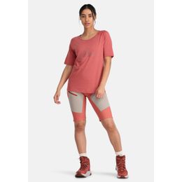 KARI TRAA Damen T-Shirt "Ane", rot, Gr. M, bedruckt, unifarben, 50% Wolle, 50% Polyamid, Shirts, mit atmungsaktivem Material und Flatlockn&auml;hten