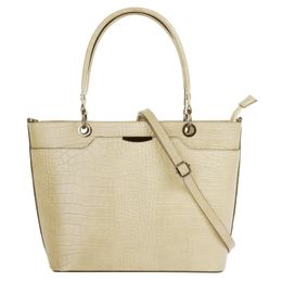 CLUTY Damen Henkeltasche, beige, Leder, Reptilienprägung, Taschen, echt Leder, Made in Italy