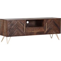 Lowboard GUTMANN FACTORY, B:175cm H:65cm T:43cm, braun, Wohnzimmer, Sideboards, "Herringbone", Kommode, Breite 175 cm