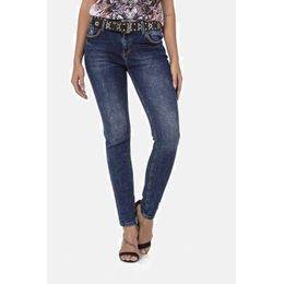 Cipo & Baxx CIPO & BAXX Damen 5-Pocket-Jeans "Jeans", blau, Basic, Gr. 28, unifarben, 97% Baumwolle;3% Elasthan, Jeans, mit dezenter Waschung und coolen Nieten,
