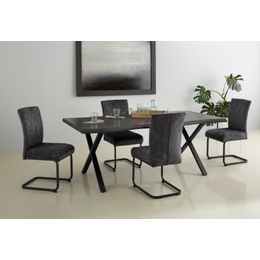 Esstisch Hela, B:200cm H:76cm T:100cm, grau, K&uuml;che, Tische, "GRETA BESTSELLER", Baumkantentisch (Nachb.), versch. Gr&ouml;&szlig;en, 46mm St&auml;rke, K&uuml;chentisch