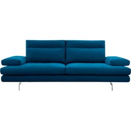 3-Sitzer Calia italia, B:208cm H:90cm T:113cm, blau, Mikrofaser mit Nubuk Optik (100% Polyester), Sofas, "Toby Wing, Designsofa mit hohem