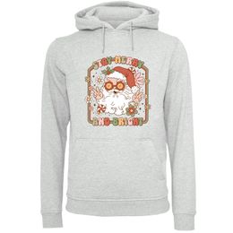 F4NT4STIC Damen Kapuzenpullover "Stay Merry And Bright Hippie Santa", grau, Gr. M, Obermaterial: 65% Baumwolle, 35% Polyester, Pullover, Premium