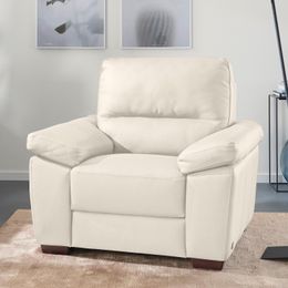 Sessel Calia italia, B:100cm H:92cm T:94cm, beige, Leder SORRENTO - 100% Leder;Leder BULL - 100% Leder, Wohnzimmer, Sessel, "Gaia, hochwertiger,