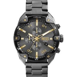 Diesel Kinder Chronograph "SPIKED", schwarz, Armbanduhren, Quarzuhr, Armbanduhr, Herrenuhr, Stoppfunktion, Edelstahlarmband