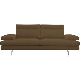 3-Sitzer Calia italia, B:208cm H:90cm T:113cm, grau, Leder ANTARES (100% Leder), Sofas, "Toby Wing, Designsofa mit hohem Sitzkomfort, bequem und