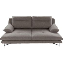 2,5-Sitzer Calia italia, B:195cm H:90cm T:109cm, grau, Sofas, "Cezanne, elegant und bequem, aufwendige Detailverarbeitung", im Strukturbezug,