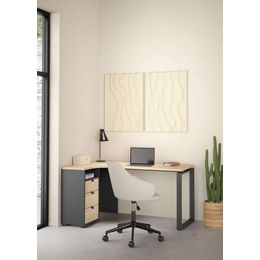Eckschreibtisch Inosign, B:150cm H:75,6cm T:99,6cm, grau, Büro, Tische, "Arbeitstisch, Sekretär, Bürotisch, Stauraum, Computertisch", 3 Schubladen
