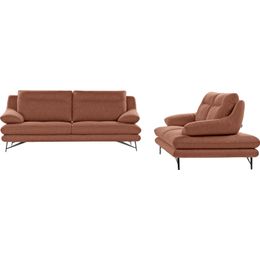 3-Sitzer Calia italia, B:215cm H:90cm T:96cm, rot, Sofas, "Cezanne modern, elegant und bequem, aufwendige Detailverarbeitung", wahlweise mit