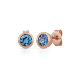 OROLINO Damen Paar Ohrstecker "Gold 585 ros&eacute; mit 2x Blautopas (beh.)", one-size, Gold, rot, Gold, Ohrringe