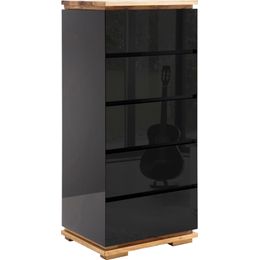 Kommode MCA furniture, B:51cm H:115cm T:40cm, schwarz, MDF, Massivholz, Schlafzimmer, Sideboards, "Chiaro", Breite ca. 51 cm