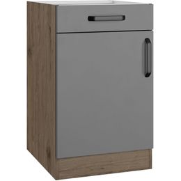 Wiho-K&uuml;chen Unterschrank WIHO K&Uuml;CHEN, B:60cm H:82cm T:57cm, grau, Holzwerkstoff, K&uuml;che, Schr&auml;nke, "Elba", in den Breiten 50 und 60 cm
